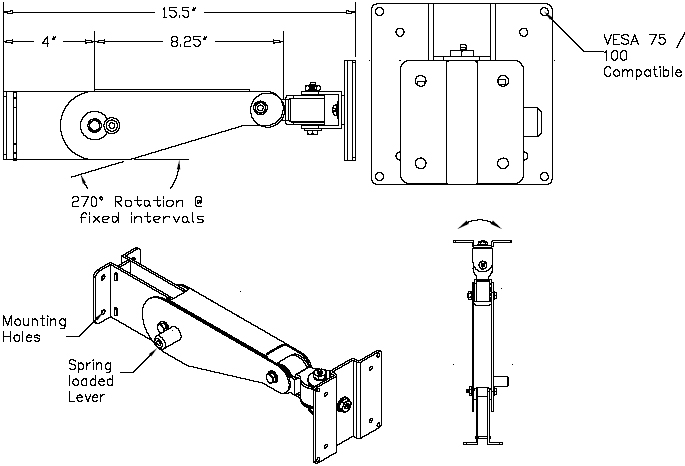 AFC AFC11B Flat Panel LCD Monitor Arm Wall Mount up to 25 lbs