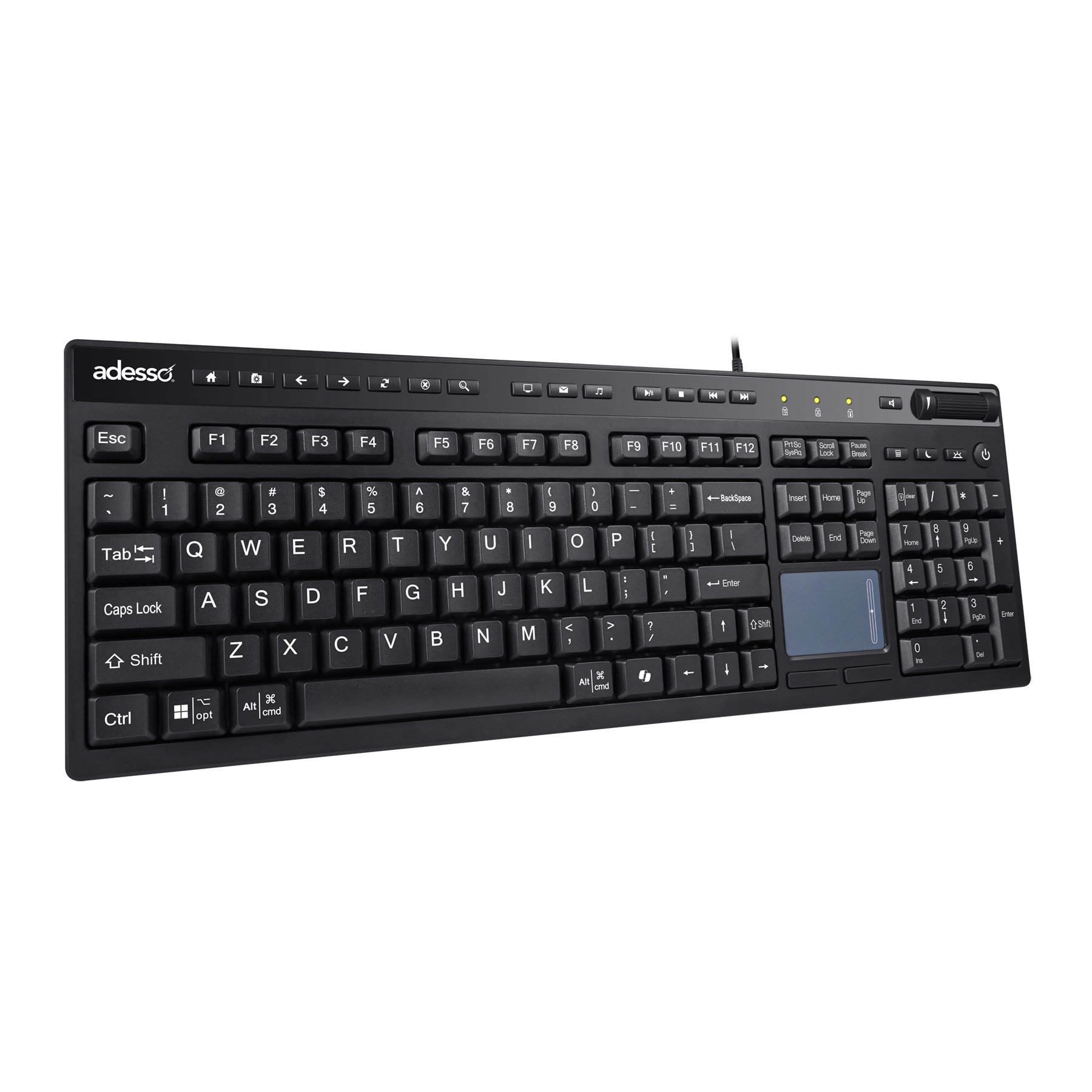 Adesso AKB-445UB Multi-OS Full-sized Touchpad Keyboard - Wired
