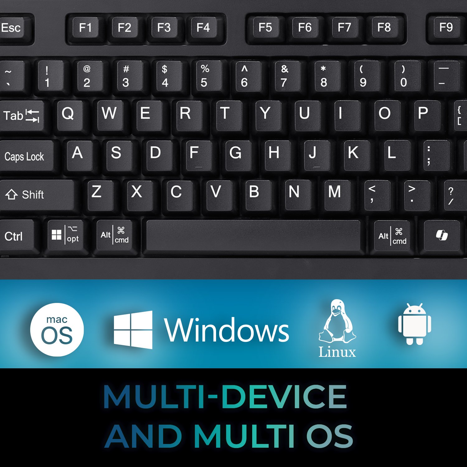 Adesso AKB-445UB Multi-OS Full-sized Touchpad Keyboard - Wired