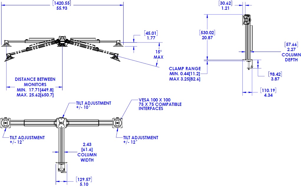 Chief K3C310S Kontour Desk Clamp Mounted Dual-Monitor Array Chief K3C310S Kontour Desk Clamp Mounted Dual-Monitor Array