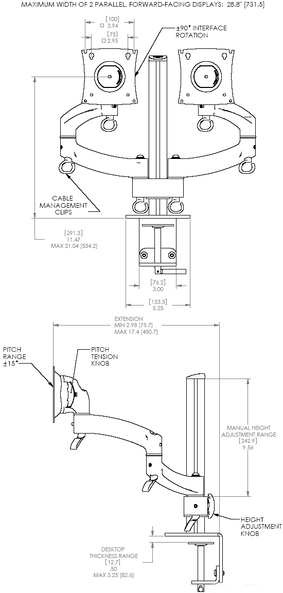 Chief K2C200 KONTOUR Column Clamp Mount, Dual Monitor