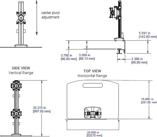 Ergotech Dual Monitor Vertical Desk Stand - 130-D28-B11