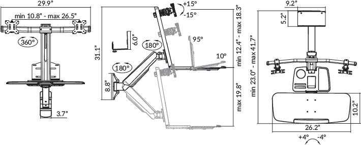 Ergotech Freedom Lift Wall Mount Dual Sit-Stand Workstation - FDM-LIFT-2-WM