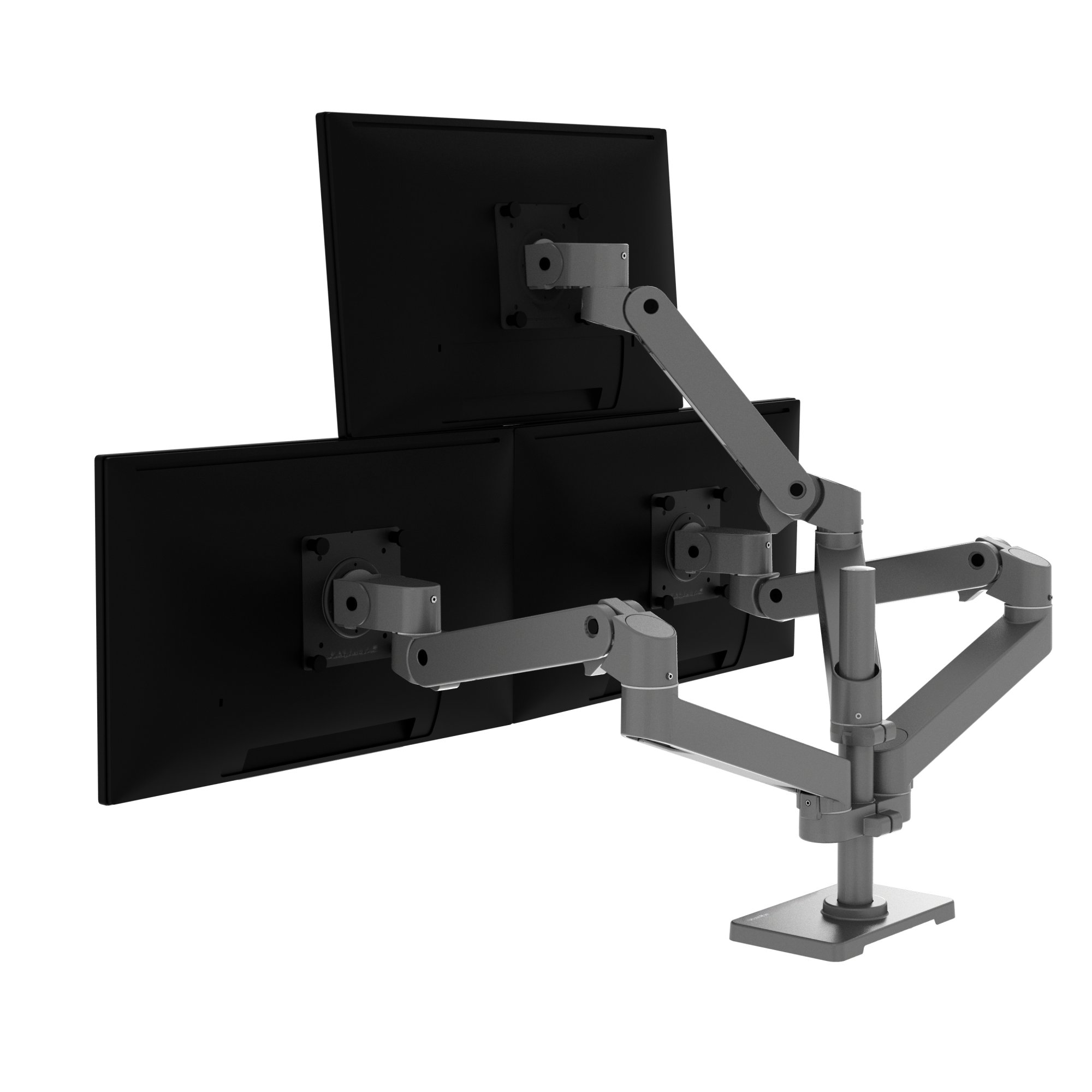 Ergotron LX Pro Triple Monitor Desk Mount Arm Bundle (grey)