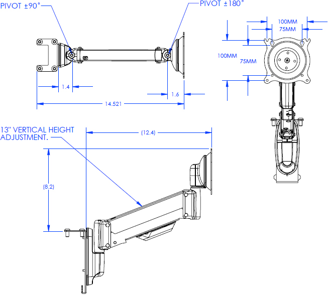 Chief QMP1MM1 Music Production Center Single Display Mount