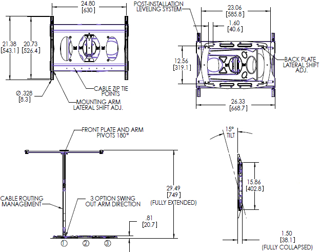 Premier AM100 Ultra-Slim TV Swing-out Wall Mount up to 100 lbs