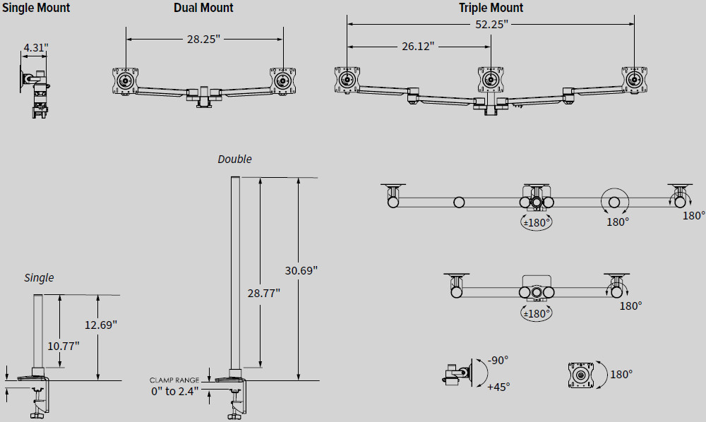 Workrite Conform Static Series Monitor Arm