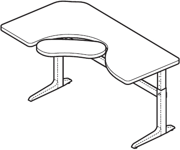 Workrite Sierra Pin Offset Corner 2 Legs Keyboard Cutout SN604224A ...