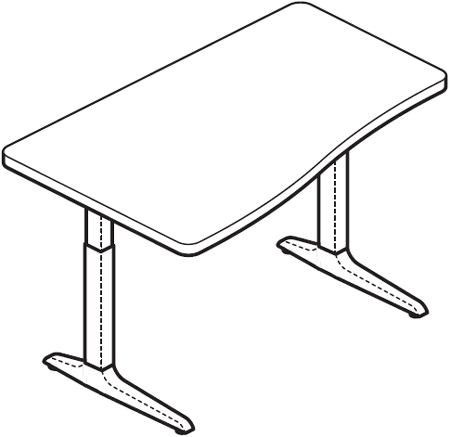 WorkRite Sierra HXL Electric Rectangular Curved Sit-Stand Table