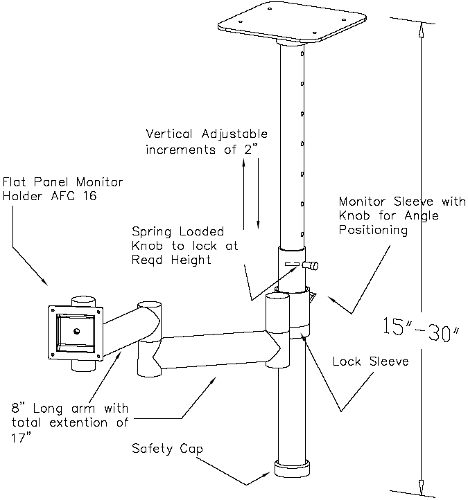 AFC CM-Z LCD Monitor Arm Ceiling Mount - Extension 17"