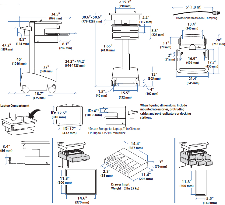 Ergotron SV32-6162-1 StyleView Patient Healthcare Delivery Notebook ...