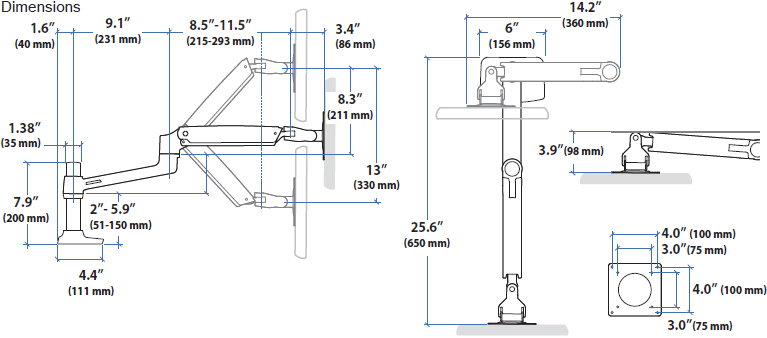 No Clamp, LX Desk Mount Monitor Arm Ergotron 45-541-216