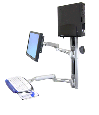 Ergotron 45-238-194 LX Wall Mount System with Vertical Universal CPU Holder