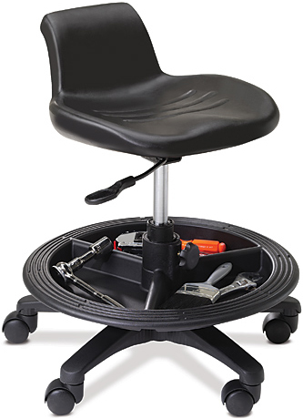 Office Master WS11 Ergonomic Industrial Work Stool with ToolTray